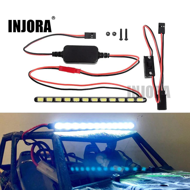 INJORA 130mm 12-Light Super Bright LED Light Bar with Switch for 1/10 ...